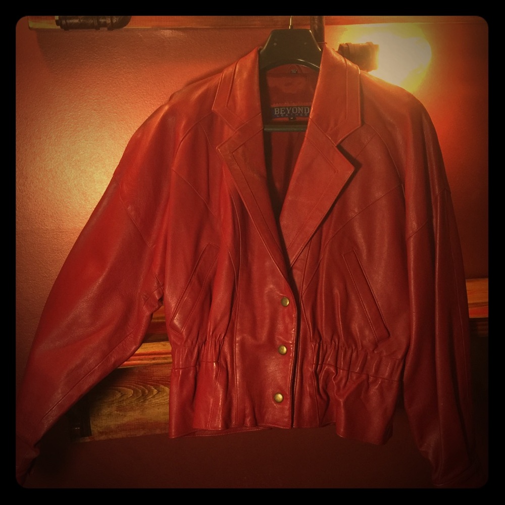 Vintage Lipstick Red Beyond Leather Jacket - Gem